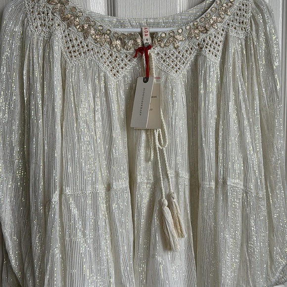 Anthropologie | Tops | Cream Color Blouse In Size Small Has Tiny Shiny ...